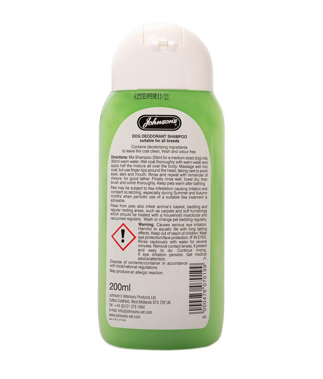 Johnson's Dog Deodorant Shampoo 200ml - Buy Online SPR Centre UK